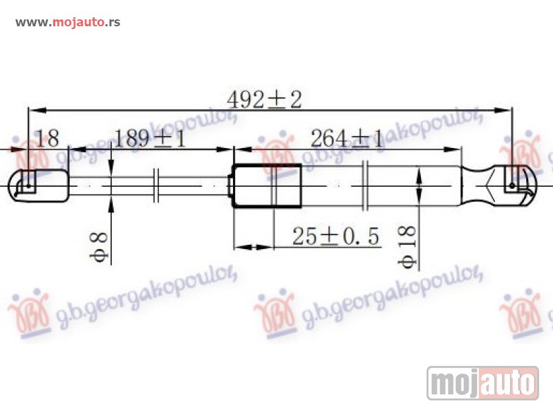 AMORTIZER GEPEK VRATA (492L-400N) Kia rio h/b 14-17 -dostupno