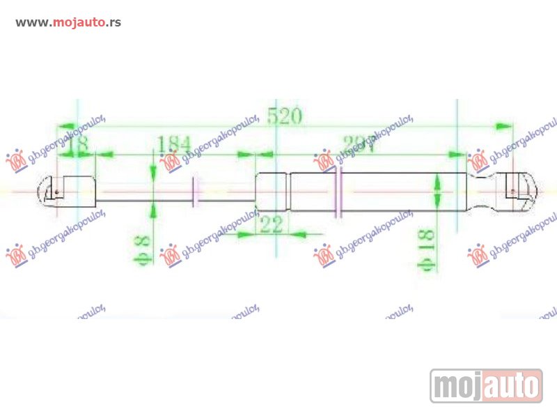 AMORTIZER GEPEK VRATA (520L-370N) Dacia logan-mcv 08-12 -dostupno