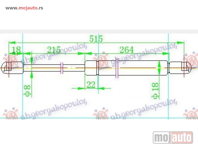 AMORTIZER GEPEK VRATA 5 VRATA (515L-400N) Kia cerato 04-09 -dostupno