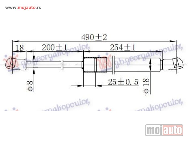 AMORTIZER GEPEK VRATA 5 VRATA (490L-380N) Kia rio 05-11 -dostupno
