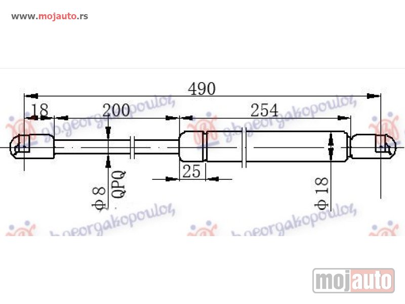 AMORTIZER GEPEK VRATA -99 (SEDAN) (490L-230N) Peugeot 406 sdn 96-05 -dostupno