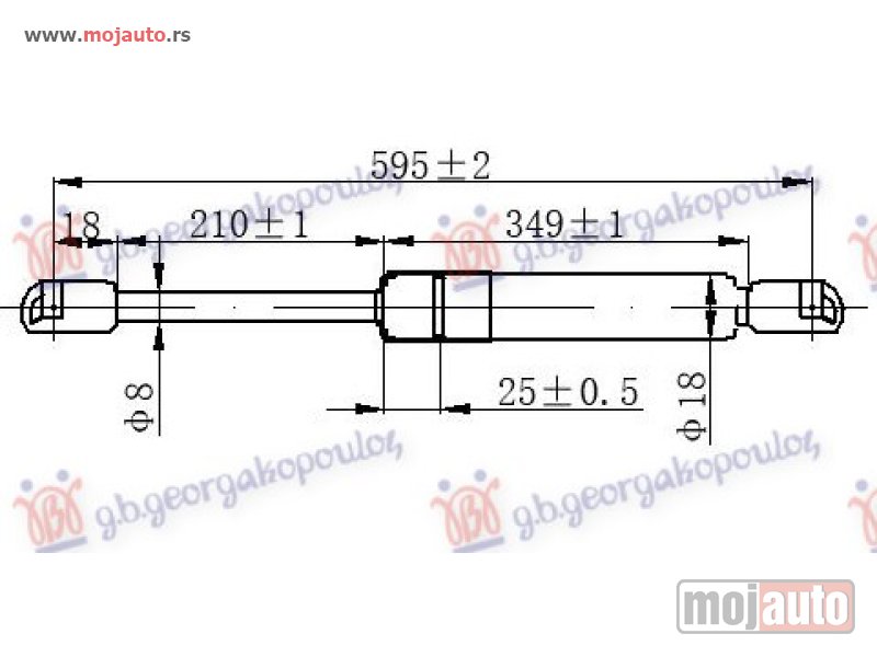 AMORTIZER GEPEK VRATA (595L-500N) Renault laguna 94-98 -dostupno