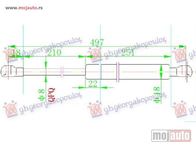 AMORTIZER GEPEK VRATA (497L-590N) Renault laguna 07-15 -dostupno