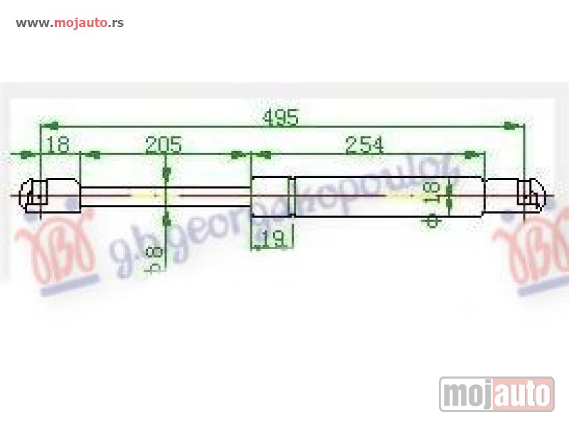 AMORTIZER GEPEK VRATA (495L-420N) Mitsubishi outlander 07-11 -dostupno