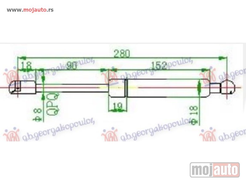 AMORTIZER GEPEK VRATA (630N) Audi 80 91-94 -dostupno