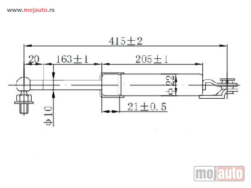 AMORTIZER GEPEK VRATA (415L-470N) Kia sportage 95-04 -nedostupno