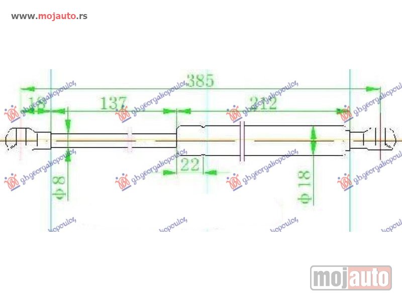 AMORTIZER GEPEK VRATA (385L-425N) Renault twingo 07-12 -dostupno