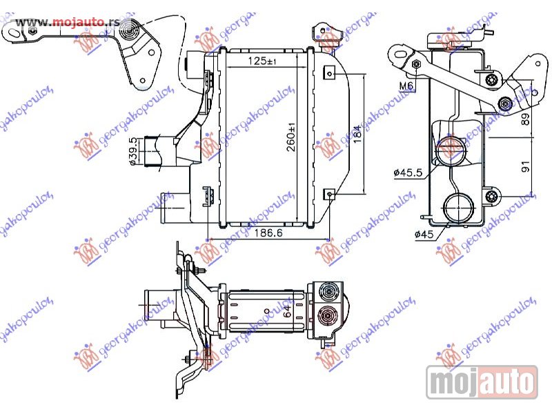 HLADNJAK INTERKULERA 1.4 D4D (125x260x64) (CEO ALUMINIJUM) Toyota corolla (e 12) h/b-l/b 02-04 -dostupno