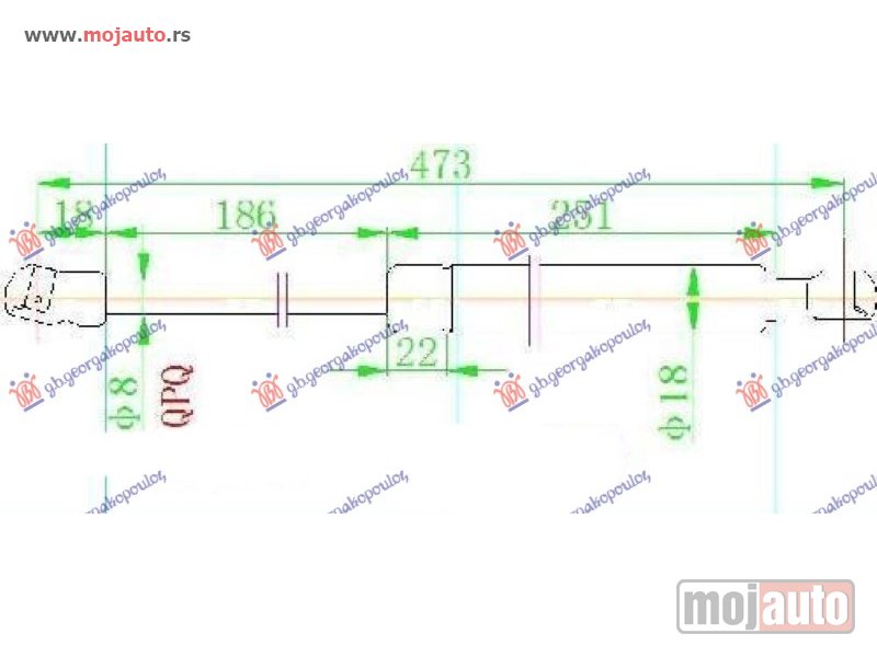 AMORTIZER GEPEK VRATA (470L-480N) Lancia musa 03-13 -dostupno
