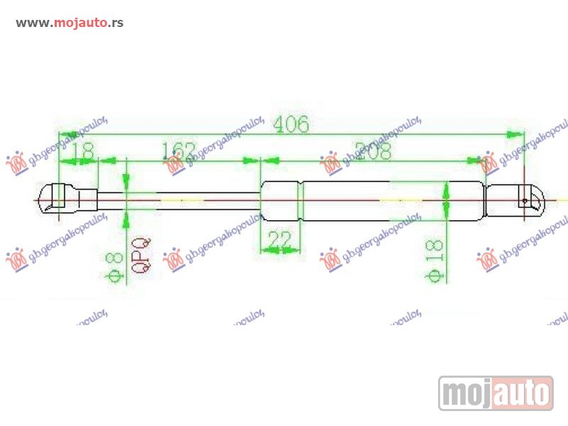 AMORTIZER GEPEK VRATA (406L-335N) Chevrolet matiz 05- -dostupno