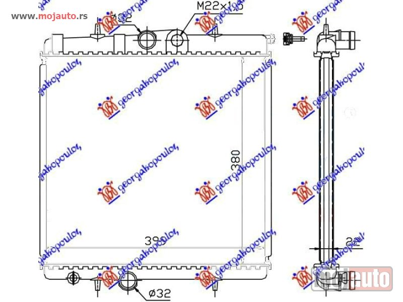 HLADNJAK MOTORA 1.1/1.6 8V (-AC) (38x41.5) Peugeot 206 98-09 -dostupno