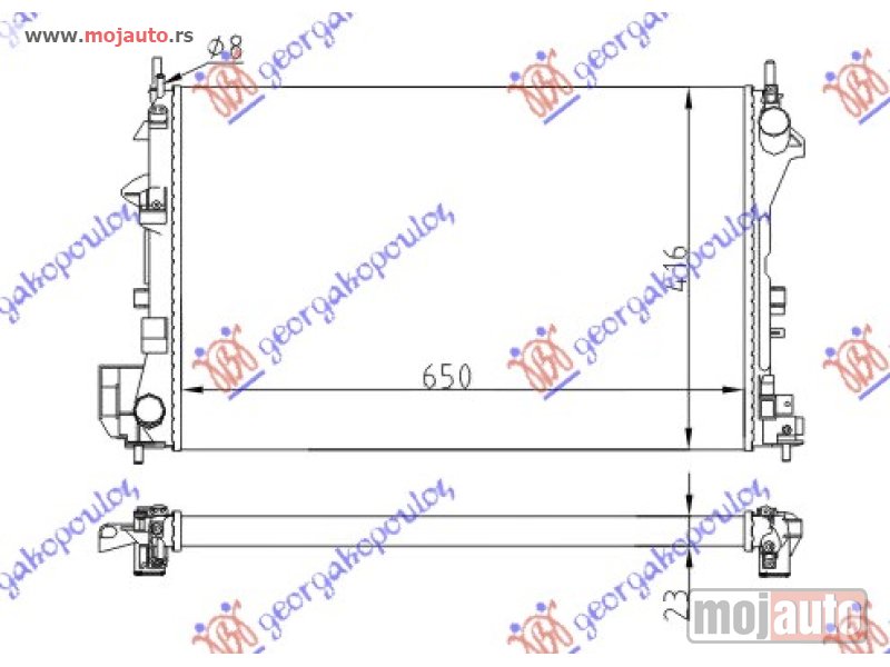 HLADNJAK MOTORA 1.6/18I 16V (+/-AC) (65x40.5) Z16XE-Z18XE Opel vectra c 02-05 -dostupno