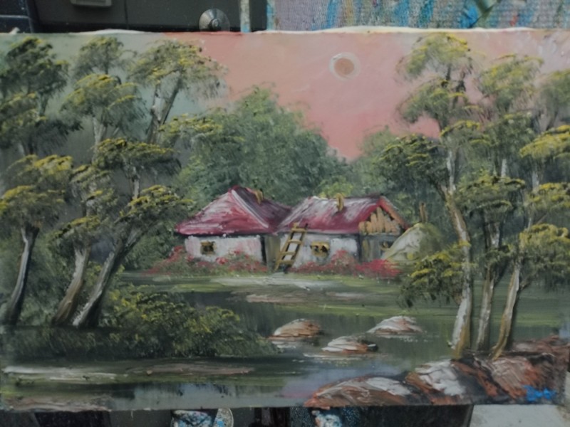 Selo kraj morave 70x50cm ulje na platnu