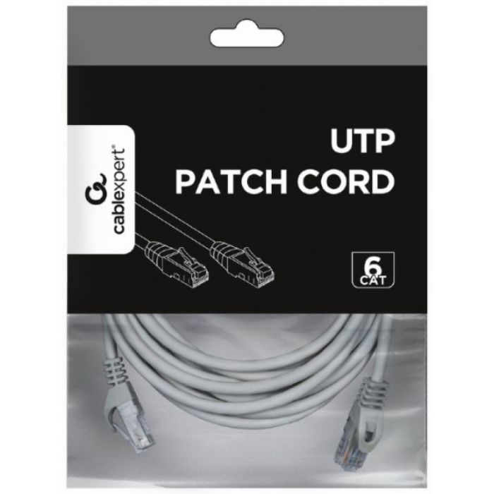 PP6U-CU-5M Gembird Mrezni kabl, CAT6 BAKARNI UTP Patch cord 5m grey