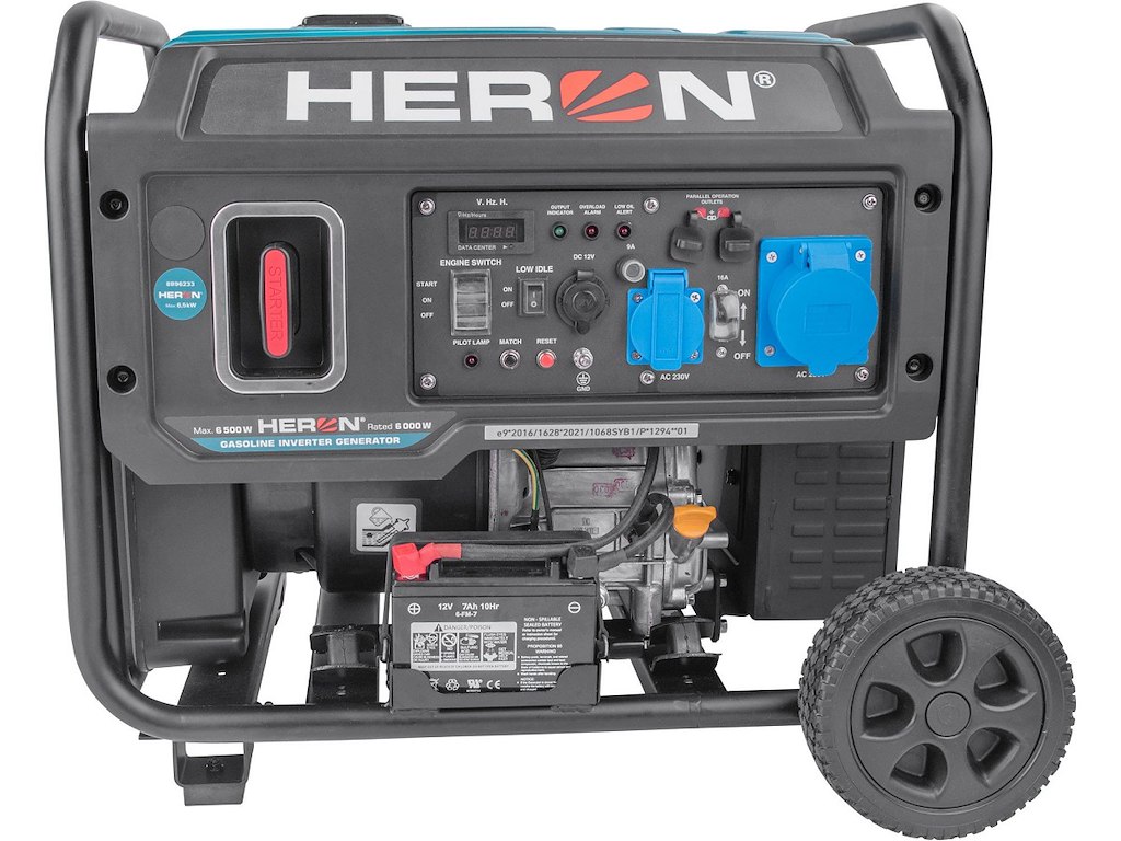 HERON agregat digitalni inverter, 6,5 kW,230V, el. start, daljinski upravljač(posebno se kupuje)