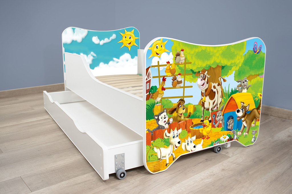 Dečiji krevet 160x80cm HAPPY KITTY + fioka FARM 7508 Golden market