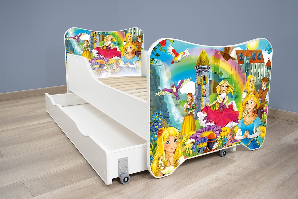 Dečiji krevet 160x80cm HAPPY KITTY + fioka PRINCESSES 7509 Golden market