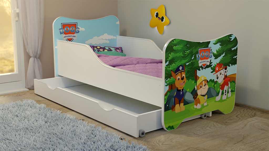 Dečiji Krevet 160X80Cm Happy Kitty + Fioka Dog Adventure in the Forest 74015 Golden market