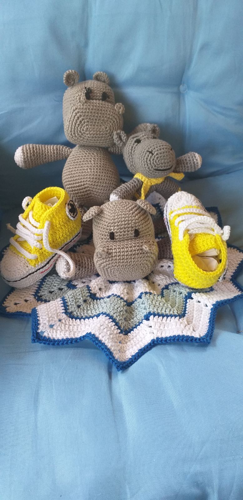 Set heklana igračka, mazilica, starke, zvečka