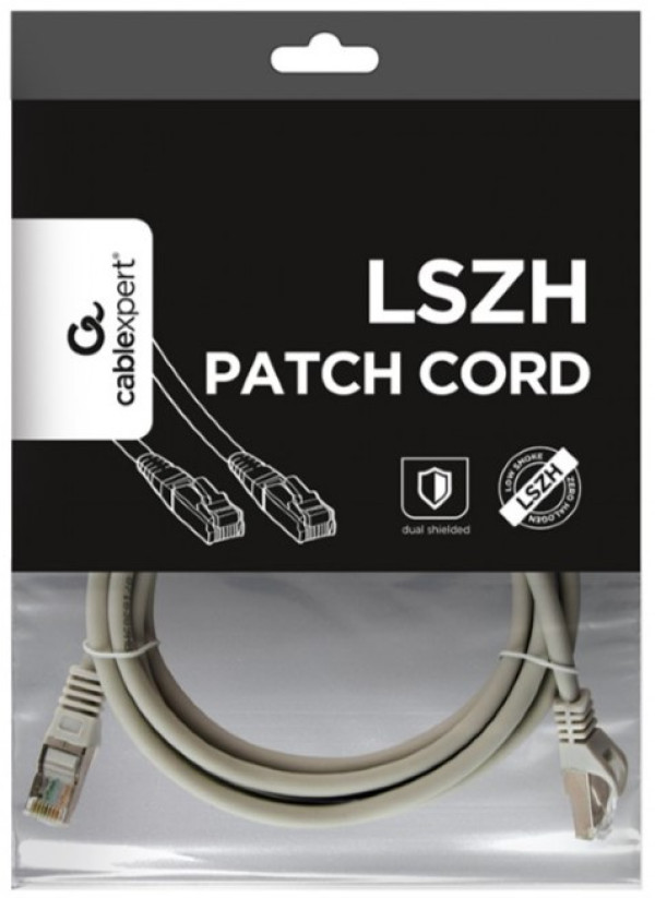 PP6A-LSZHCU-2M Gembird Mrezni kabl, SFTP CAT.6A BAKARNI LSZH Patch cord 2m Grey