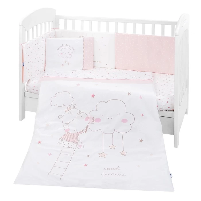 KKB60105 Posteljina sa ogradicom Hippo Dreams – posteljina za devojčice
