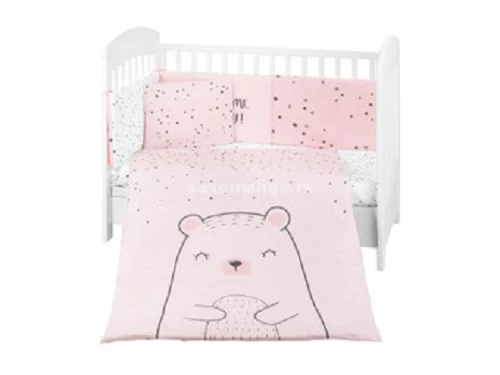 Posteljina sa ogradicom Bear with Me pink KKB60117 – pamučna posteljina za bebe