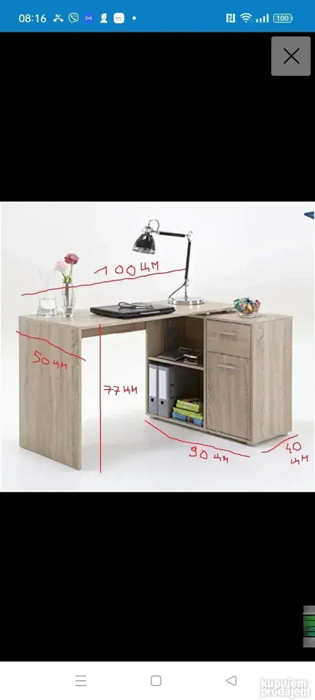 Radni Sto 17 Materijal i Dekor: Izrađuje se od univera debljine 18mm