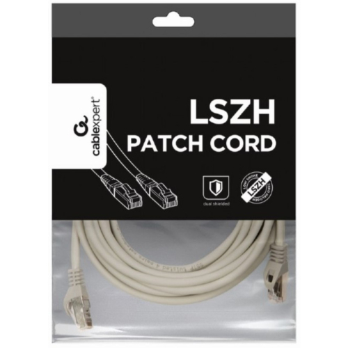 PP6A-LSZHCU-5M Gembird Mrezni kabl, SFTP CAT.6A BAKARNI LSZH Patch cord 5m Grey