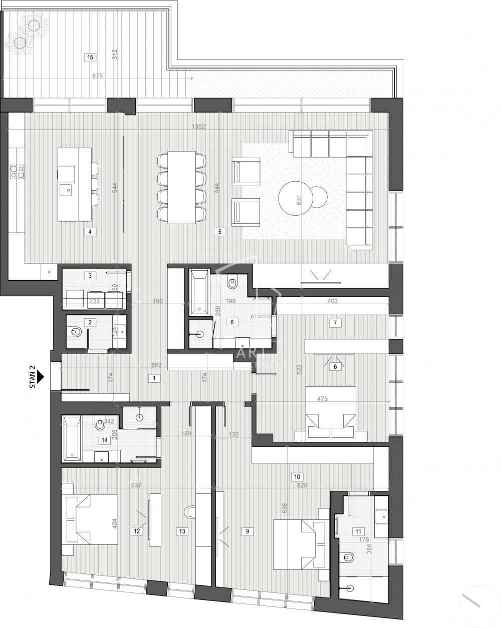 Neznanog Junaka, Četvorosoban stan na prodaju, 221m2, 1.456.950€