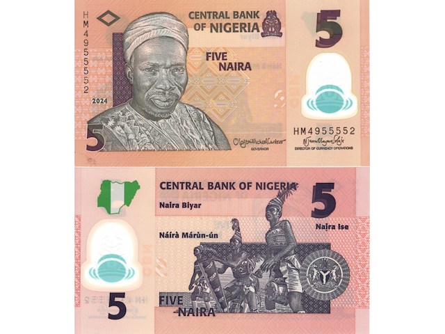 Nigeria 5 Naira 2024 UNC, P-New, Polymer