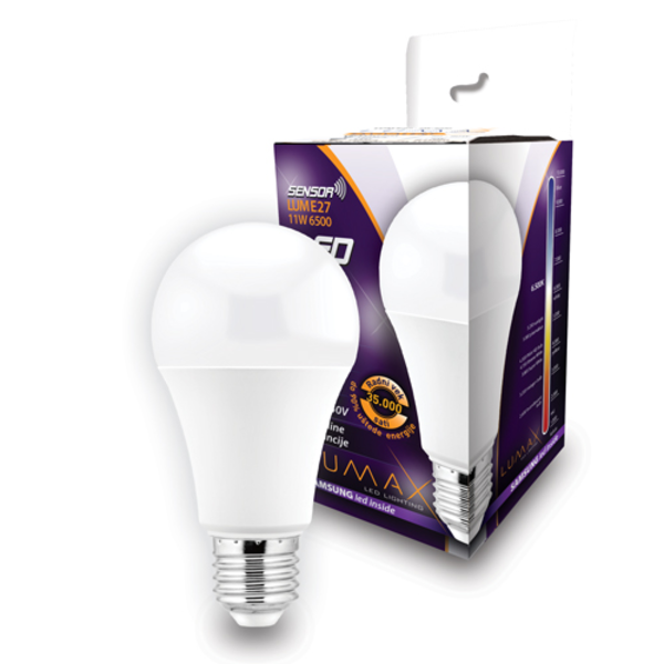 LED SIJALICA SA SENZOROM LUME27-11W 6500K SENSOR 1000 LM 004914 Lumax