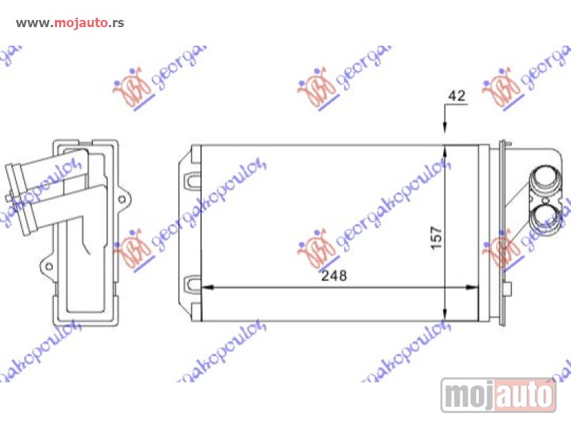GREJAC KABINE (248x157) -99 (TIP BEHR) (BEZ CEVI) Peugeot 405 87-93 -dostupno