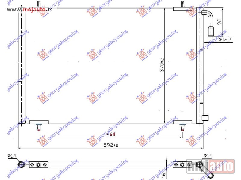 HLADNJAK KLIME (545x37x16) -2002 Peugeot 206 98-09 -dostupno