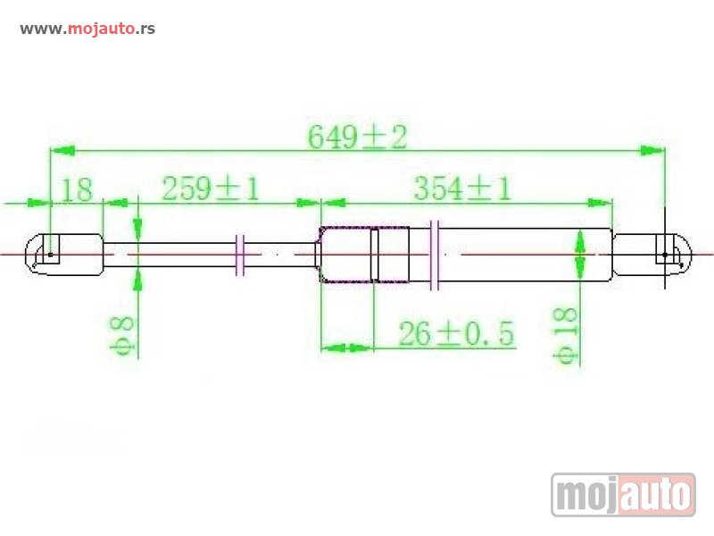 AMORTIZER GEPEK VRATA (650L-690N) Ford transit/tourneo custom 18-23 -dostupno