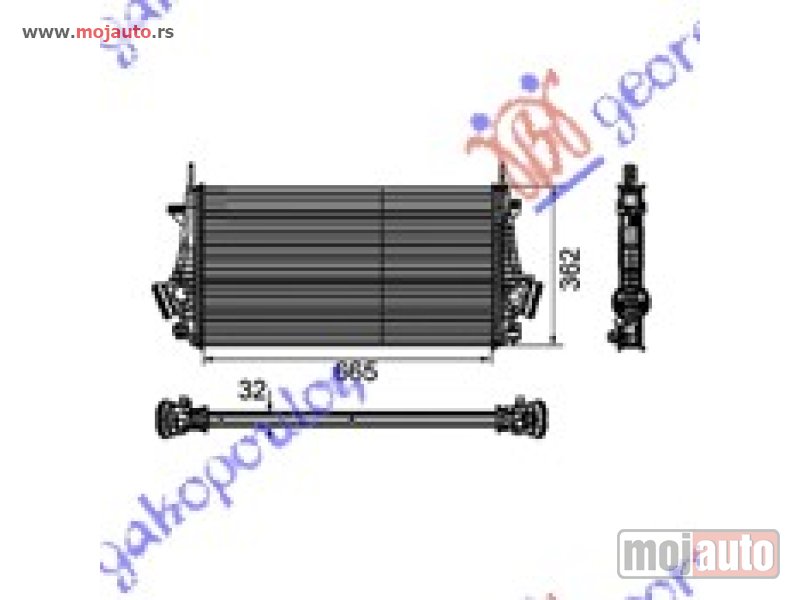 HLADNJAK INTERKULERA 1.6-2.0 TURBO - 2.0CDTi (66.5x36.2x32) Opel insignia 08-13 -nedostupno