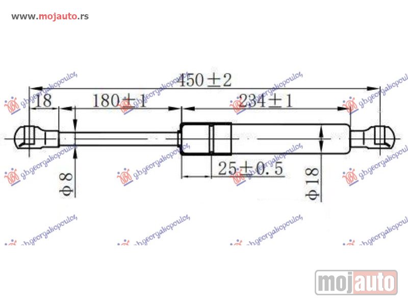 AMORTIZER GEPEK VRATA (451L-385N) Renault clio 09-13 -nedostupno