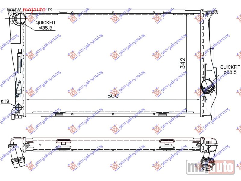 HLADNJAK MOTORA 3.0 (135i) BENZIN (MAN) - 2.0 (116D/118D/120D/123D) DIZEL (MAN/AUTO) (600x340x32) 1 TUBE Bmw x1 (e84) 09-13 -dostupno