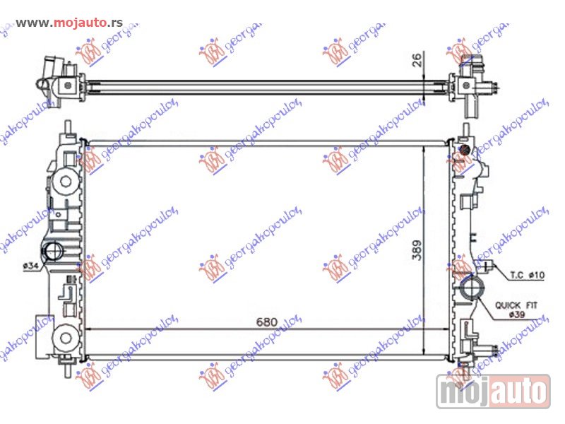 HLADNJAK MOTORA 1.4 TURBO (A14NET-B14NET) BENZIN (MAN) (680x390x26) Opel insignia 08-13 -dostupno