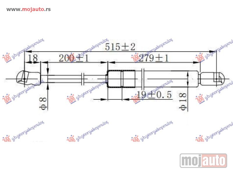 AMORTIZER GEPEK VRATA (515L-585N) Hyundai tucson 04-10 -dostupno