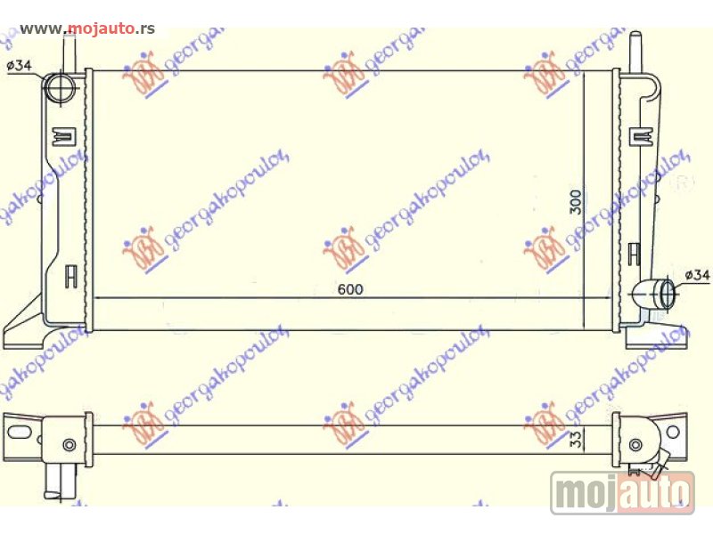 HLADNJAK MOTORA 1.4/1.6 XR3 (60.3x29.8) Ford escort iv 86-88 -dostupno