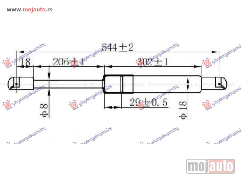 AMORTIZER GEPEK VRATA 3 VRATA (544L-320N) Opel corsa b 97-00 -dostupno