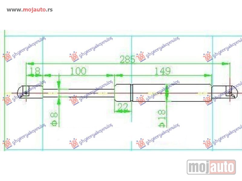 AMORTIZER GEPEK VRATA (287L-315N) Seat cordoba 97-98 -dostupno