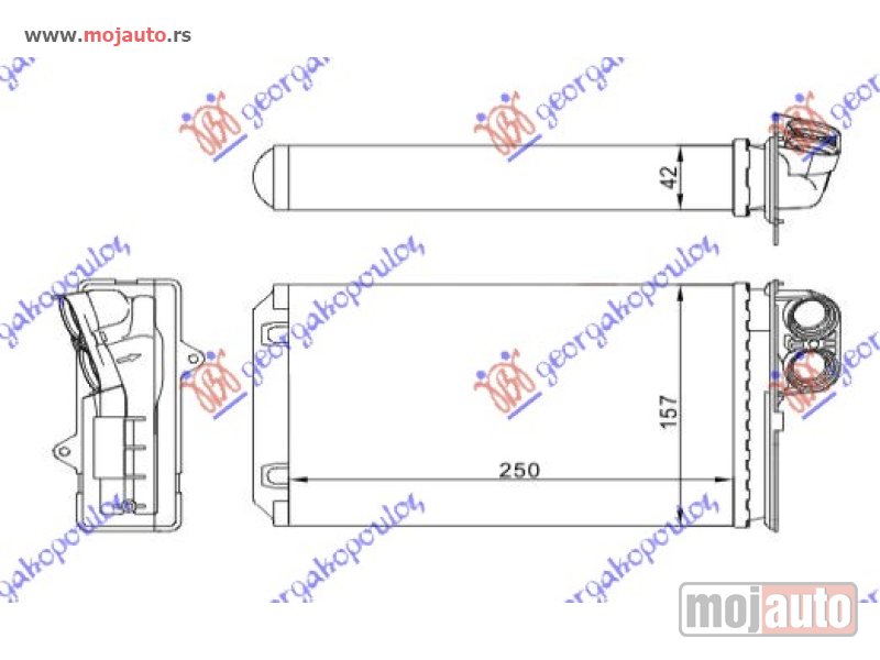 GREJAC KABINE (250x157)-99 (TIP VALEO-IPRA) (BEZ CEVI) Peugeot 406 coupe 96-05 -dostupno