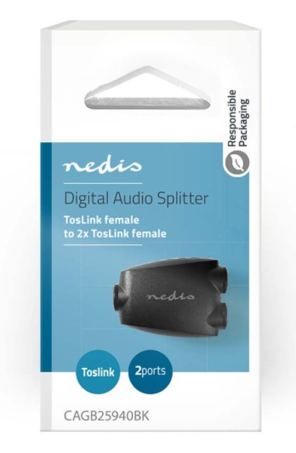 CAGB25940BK Splitter, TosLink zenski na 2x TosLink zenski adapter, Black