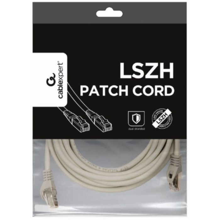 PP6A-LSZHCU-5M Gembird Mrezni kabl, SFTP CAT.6A BAKARNI LSZH Patch cord 5m Grey