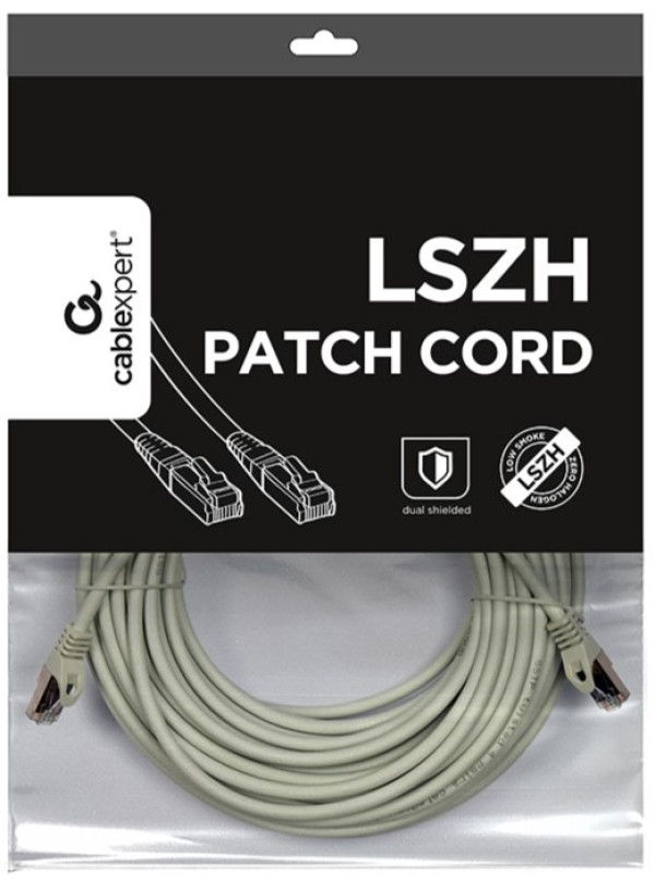 PP6A-LSZHCU-20M GEMBIRD MREZNI KABL, SFTP CAT.6A BAKARNI LSZH PATCH CORD 20M GREY