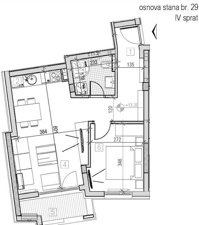 NOVI SAD - PODBARA - 44. 68 m2
