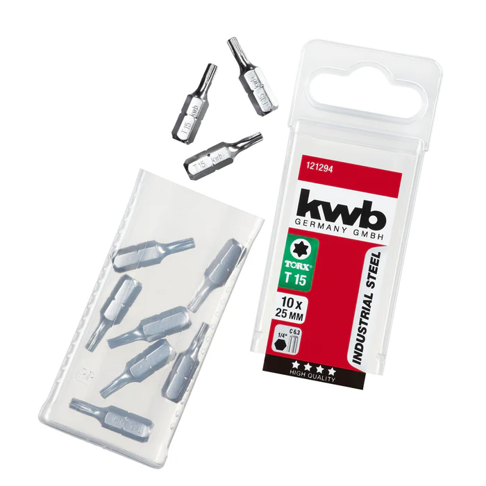 KWB - T15 bit 25mm, Ind. Čelik - 10 kom,Torx, 1/4"; C 6.3 prihvat - TQ 60 - (49121294)