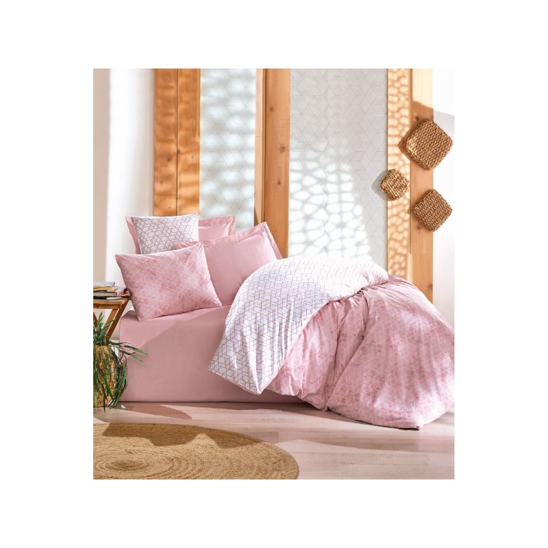 Posteljina double sa čaršavom Best Pink pamuk