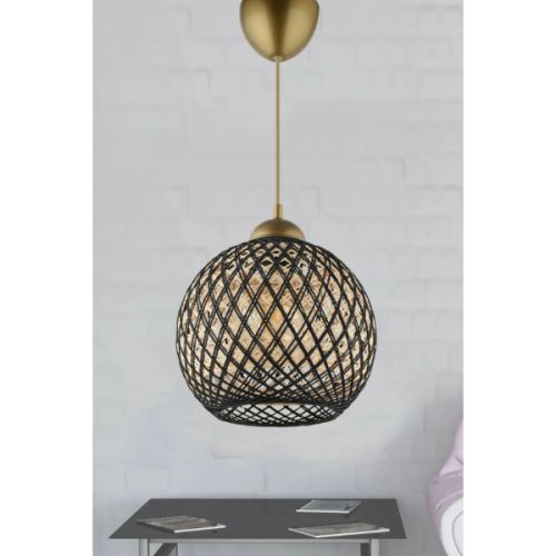 Luster pleteni crno-zlatni E27 max 40W 54 cm